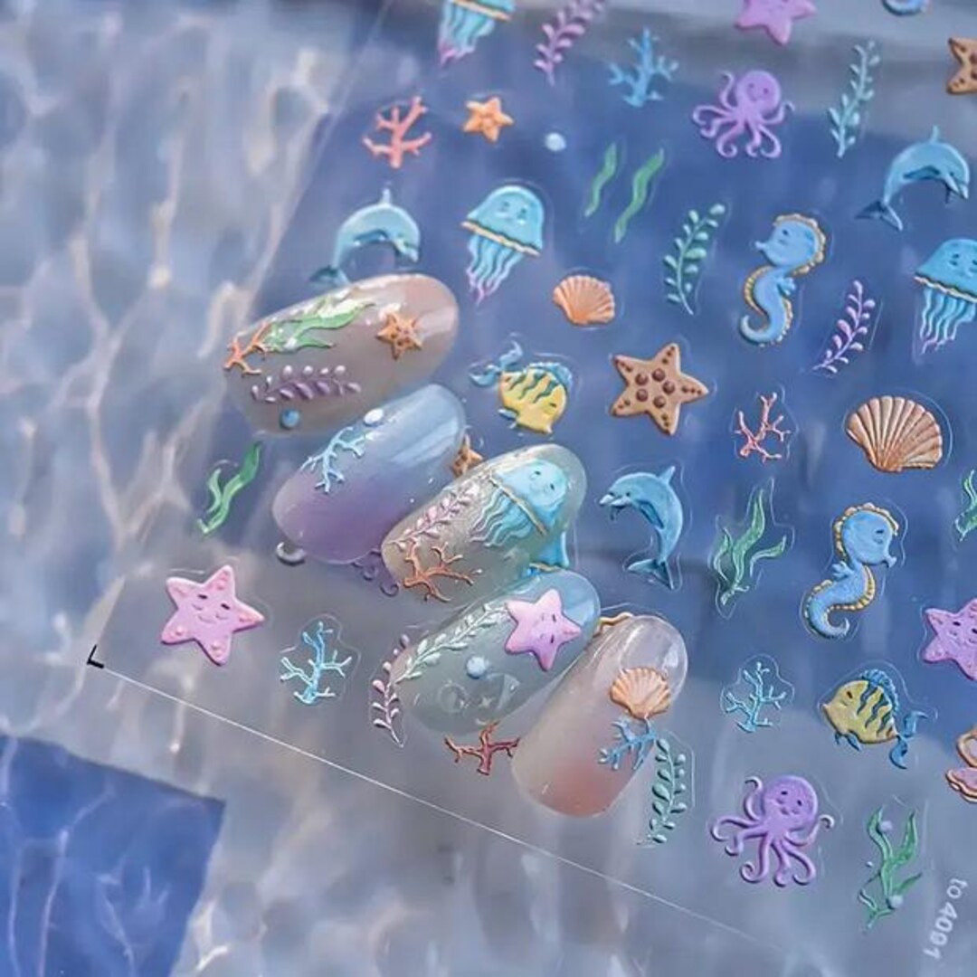 Set of 5D Character Sea Fish Nail Decals Nail Art Stickers - Etsy