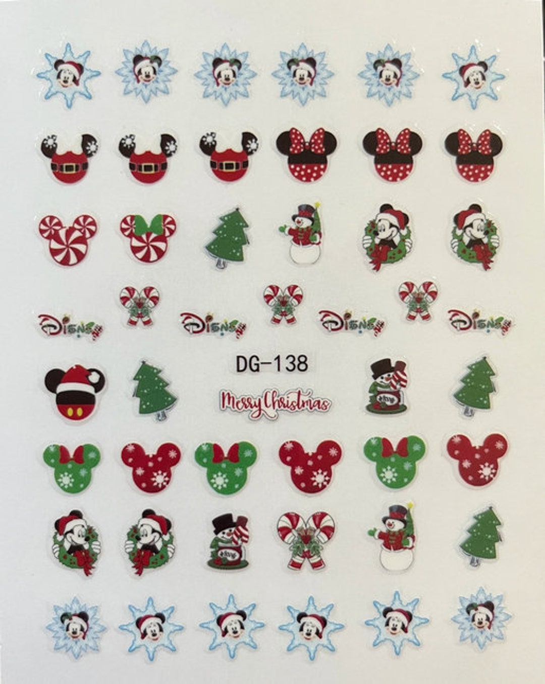 Set of 3D Christmas Nail Decals Mouse Themed Christmas Nail Art ...