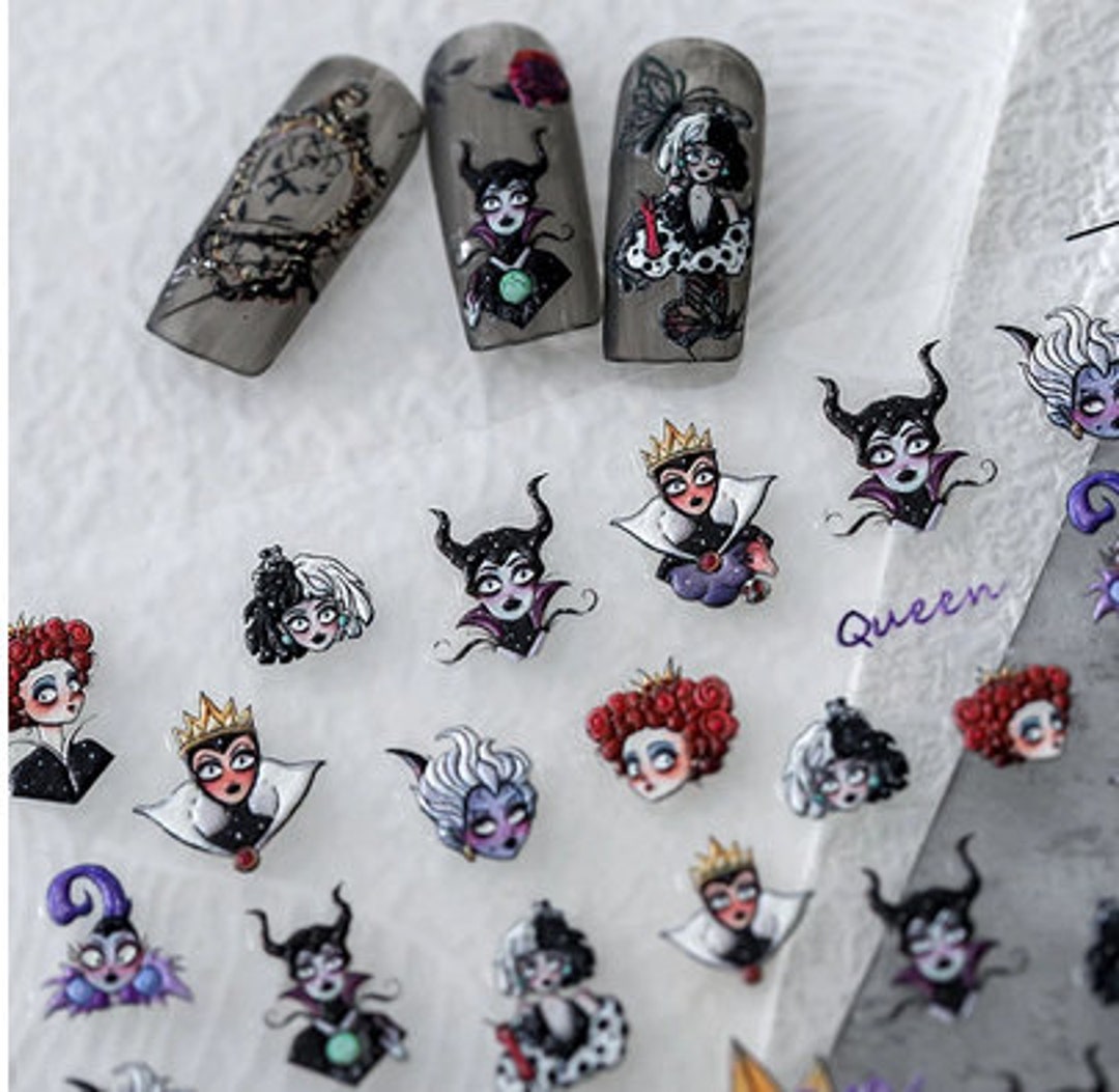 Set of Villain 5D Embossed Nail Decals Disney Villain Nail Art Stickers ...