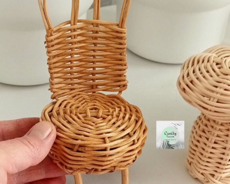 Miniature Wicker Baby Furniture, Rattan Table and Chair Set, Miniature ...