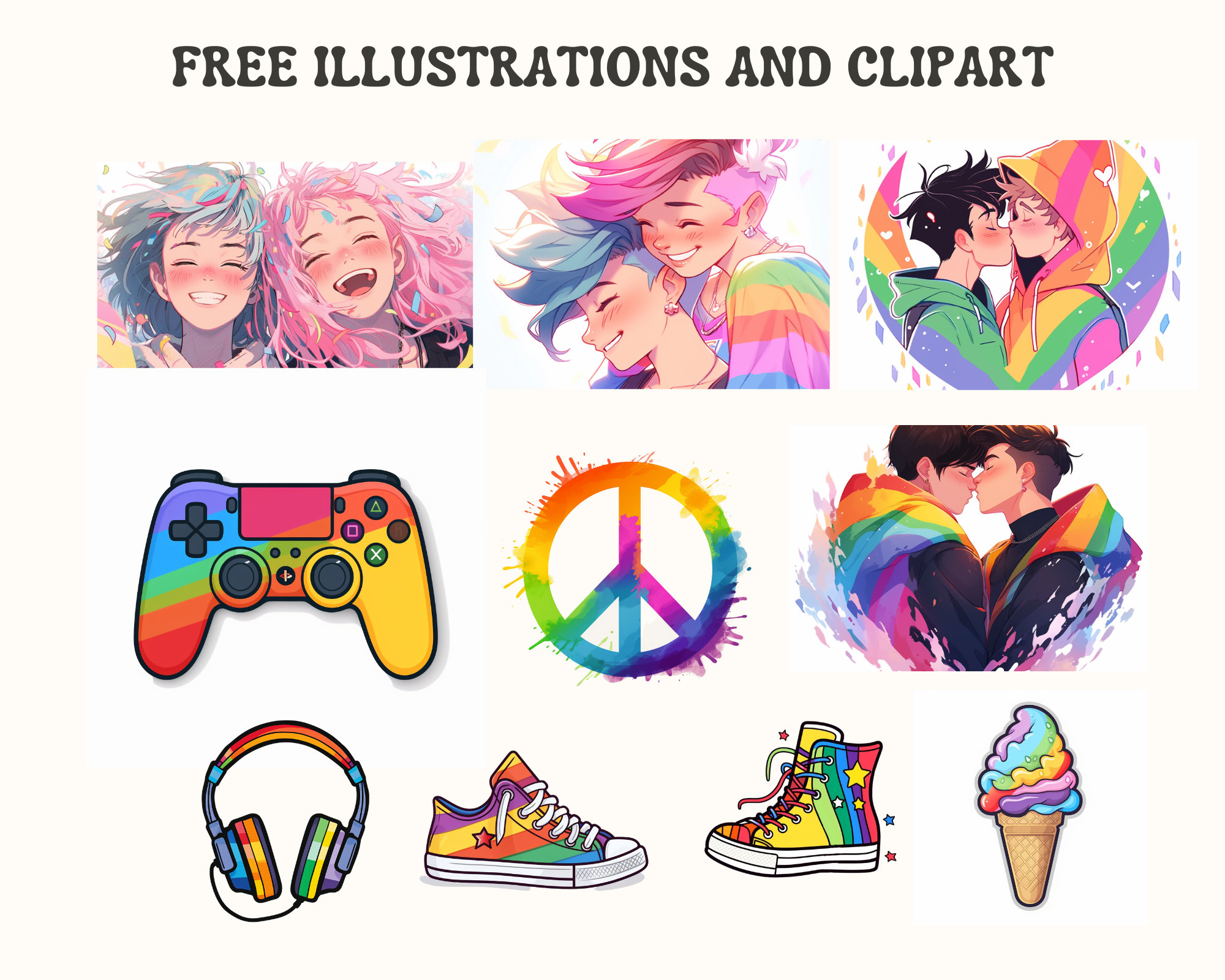 LGBT Pride Month Anime Procreate Brushes Illustrations Print - Etsy