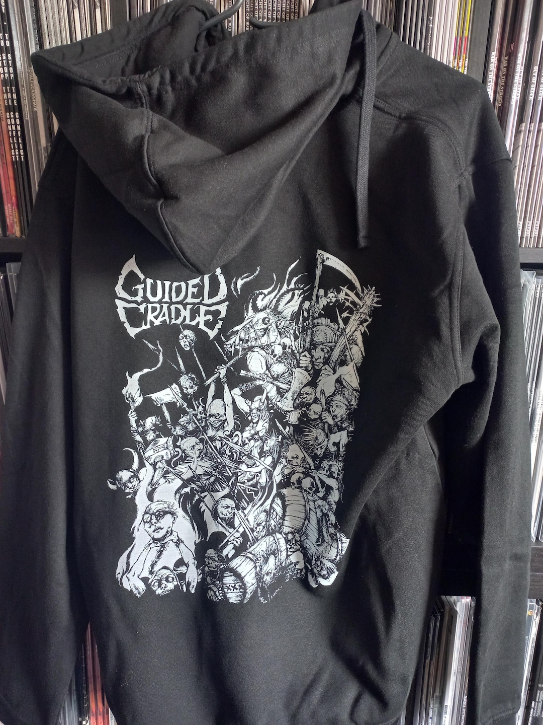 Guided Cradle, Merch, Crust, Punk, Zipper Hoodie, Black and White - Etsy