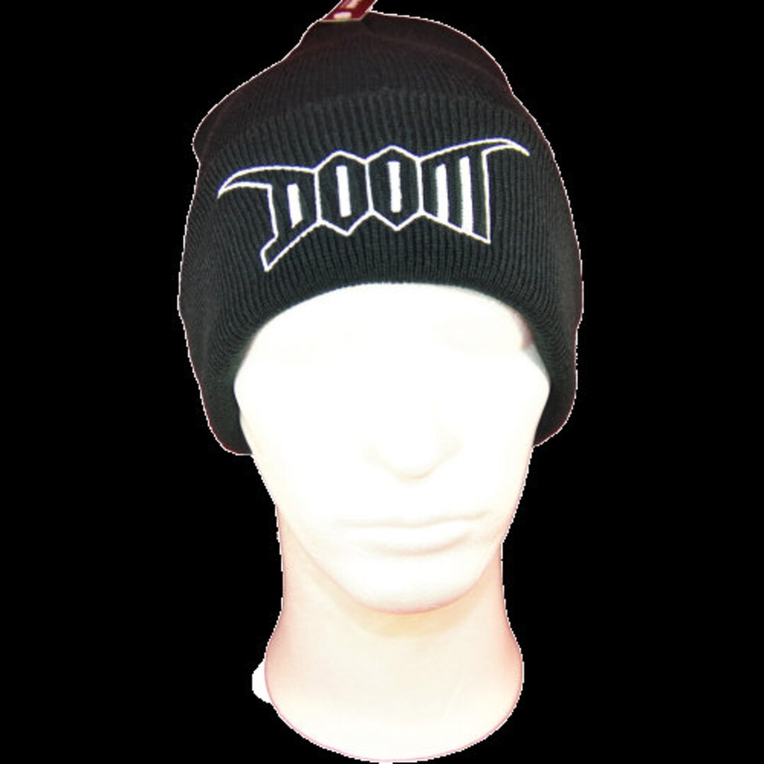 Doom, Beanie, Crust, Punk, Embroidered Logo, Black, White, Cuffed ...