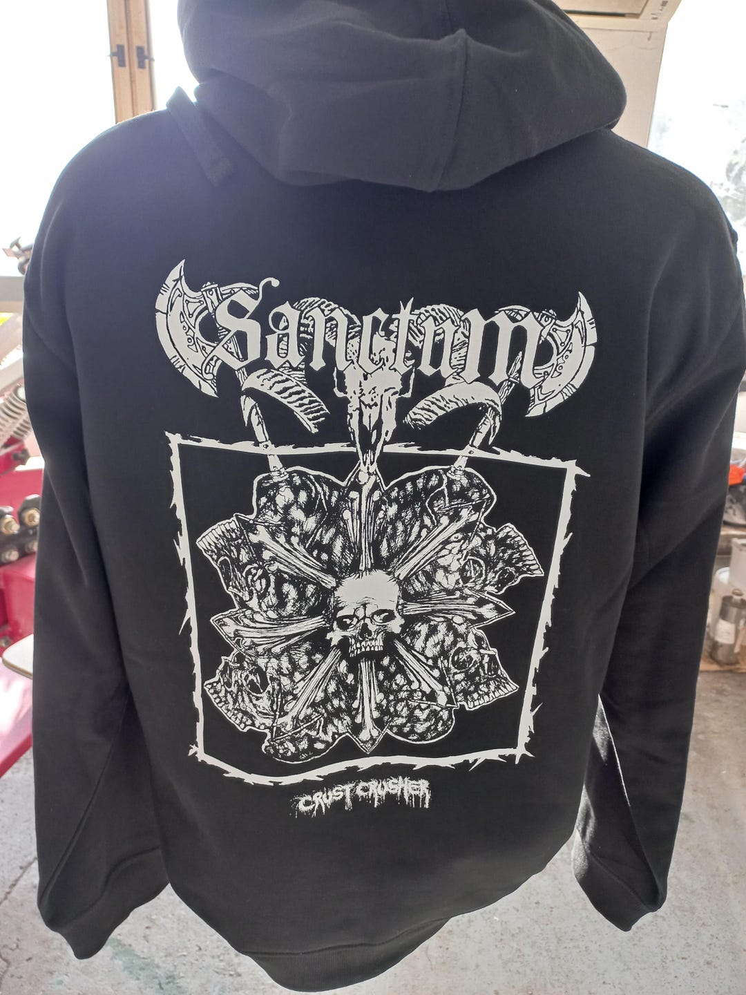 Sanctum, Merch, Crust, Punk, Stenchcore, Zipper Hoodie, Black and White ...