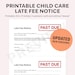 Printable Child Care Late Fee Notice (PDF) - Etsy