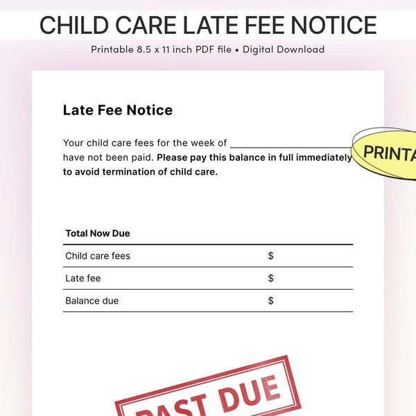 Daycare Late Notice - Etsy