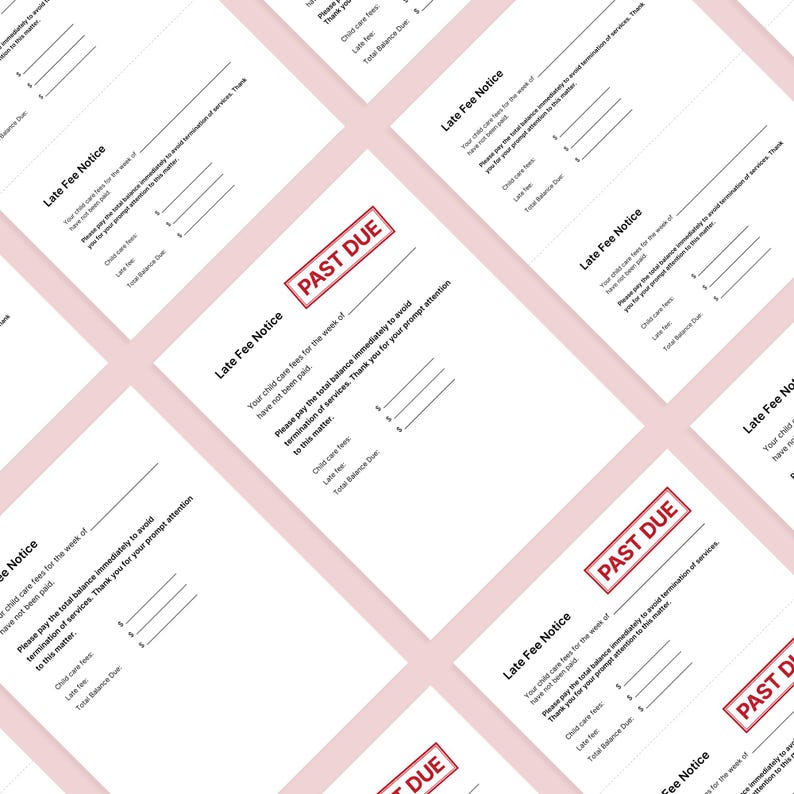 Printable Child Care Late Fee Notice (PDF) - Etsy