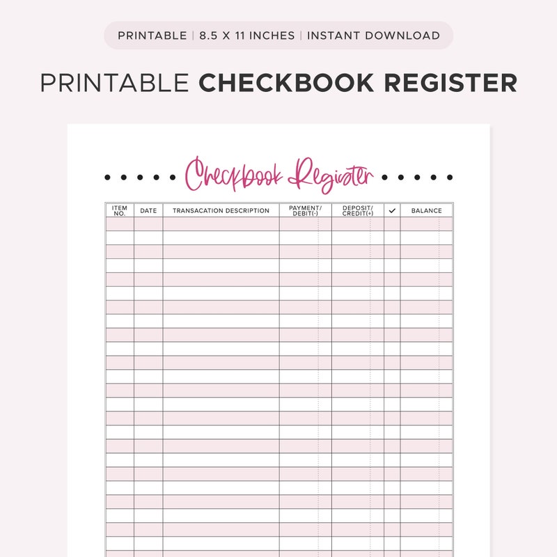 Checkbook Register - Etsy