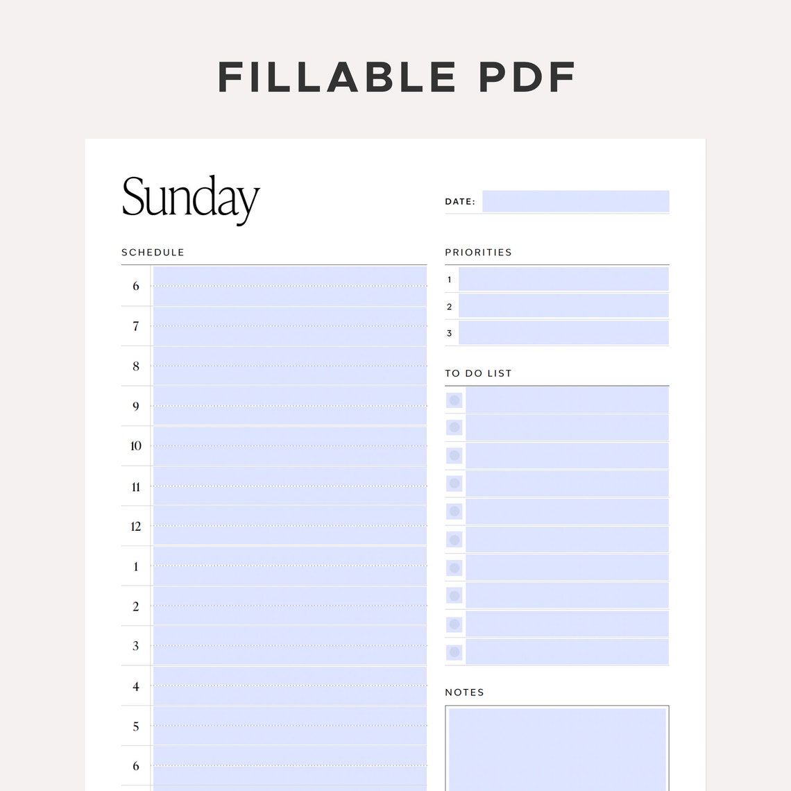 7 Day Daily Printable Planner Pages Minimalist Printable Planner ...
