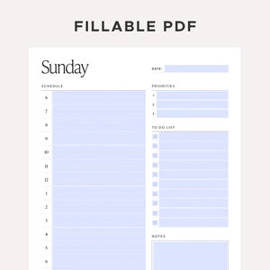 7 Day Daily Printable Planner Pages Minimalist Printable Planner ...