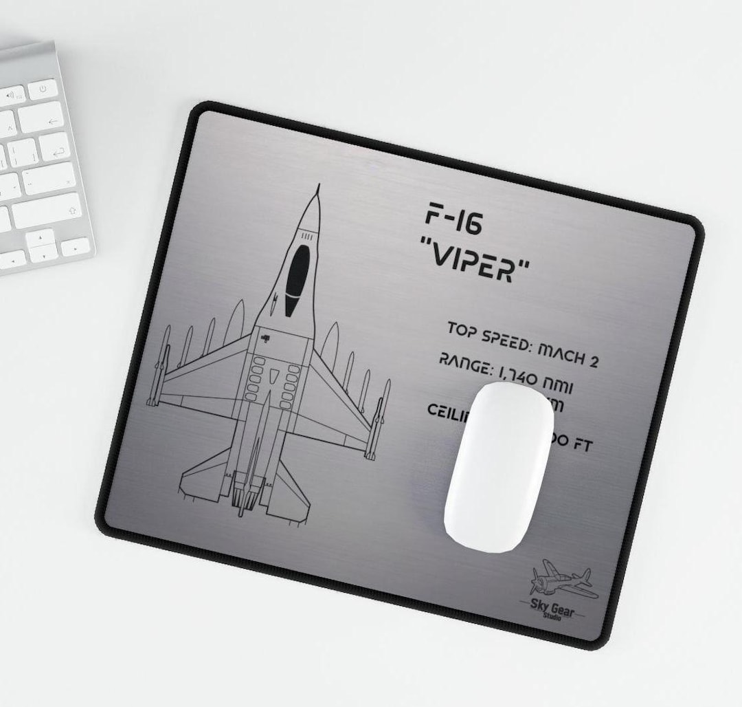 USAF F-16 Mouse Pad - Brushed Steel Effect Mouse Pad With Plane Design ...
