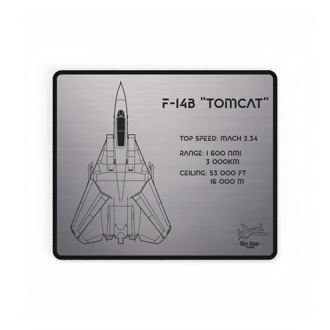 F-14 Tomcat Mouse Pad Brushed Steel Effect Mouse Pad With Plane Design ...