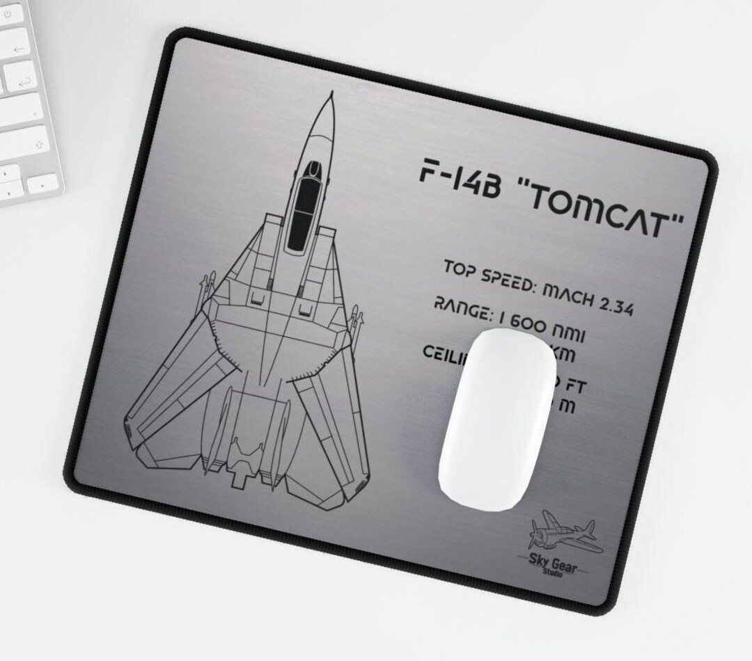 USAF F-14 Mouse Pad - Brushed Steel Effect Mouse Pad With Plane Design ...