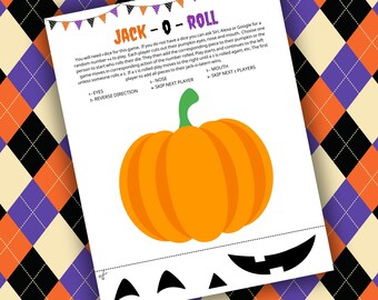 Halloween Roll A Jack O' Lantern Game, Printable Halloween Game for ...