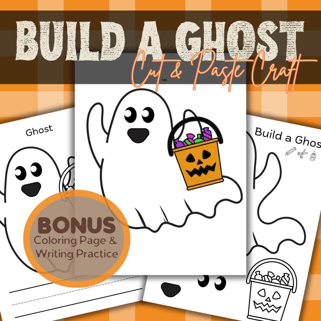 Build a Ghost Kids Craft, Halloween Cut and Paste Craft for Kids ...