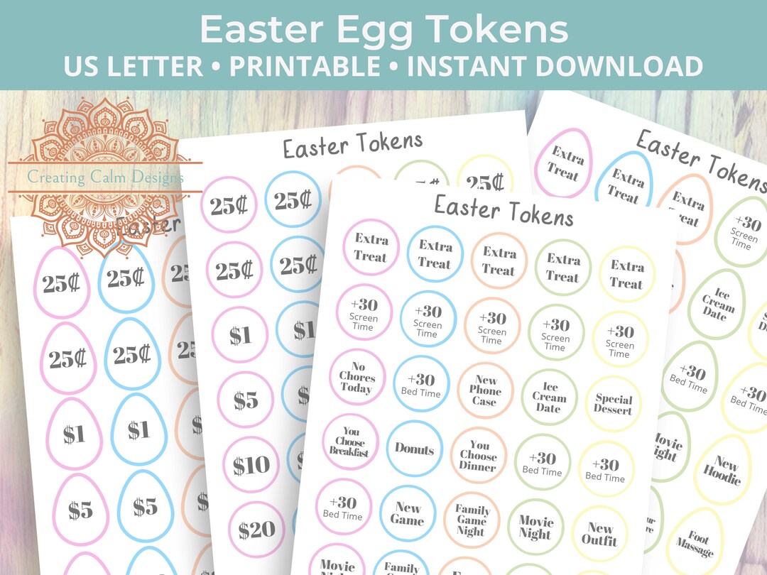 Printable Easter Egg Tokens - Etsy