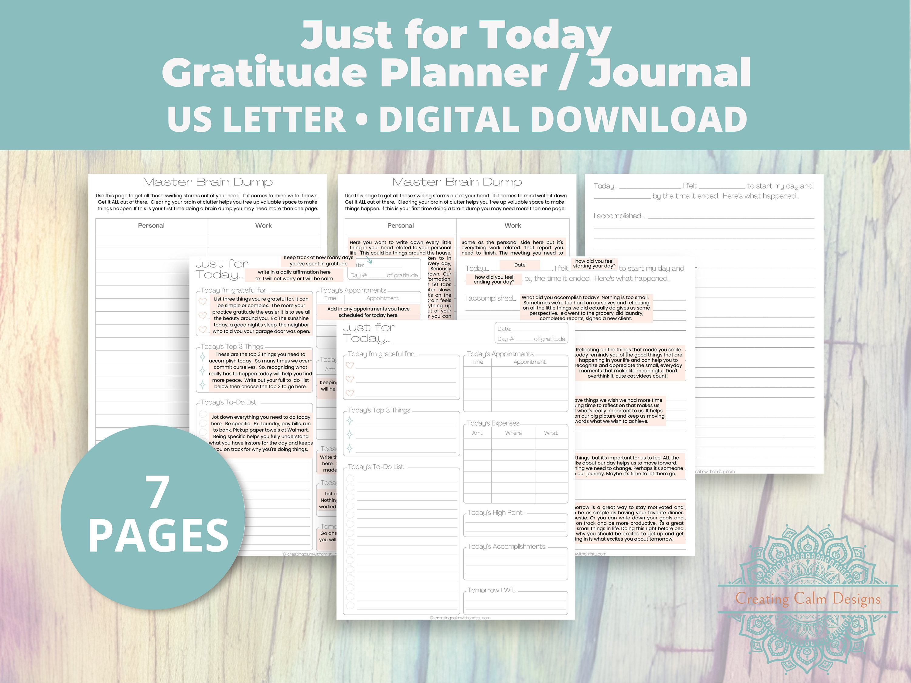 Just for Today - Daily Gratitude Planner & Journal Bundle Including ...