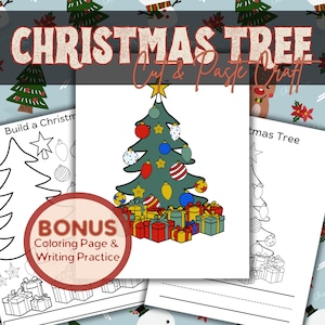 Kids Cut and Paste Christmas Tree Craft, Christmas Kids Craft, Build a ...