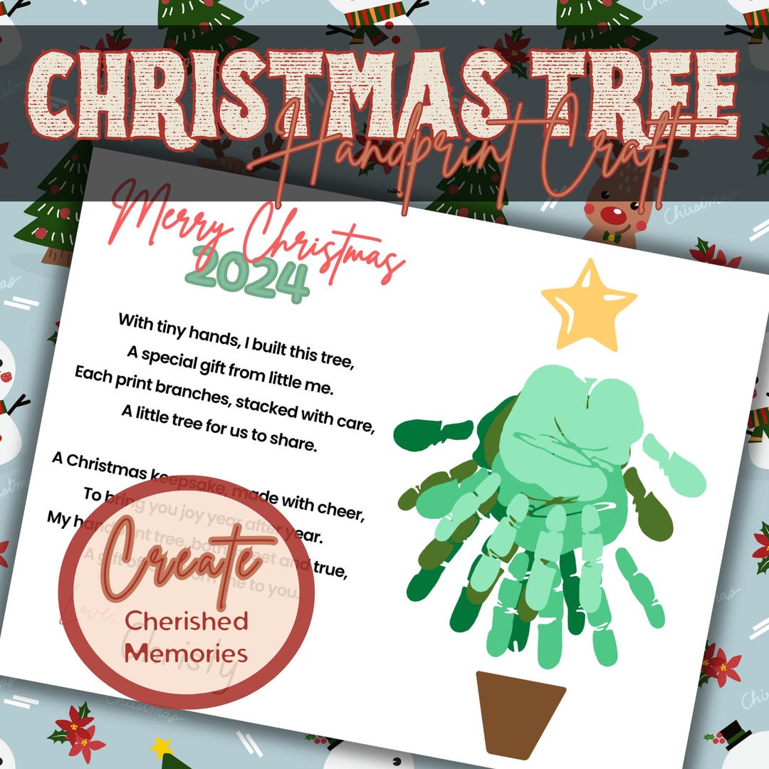 Christmas Tree Handprint Art, Christmas Keepsake, Handprint Memories - Etsy