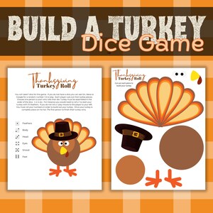 Build a Turkey Thanksgiving Dice Game, Thanksgiving Game Printable ...