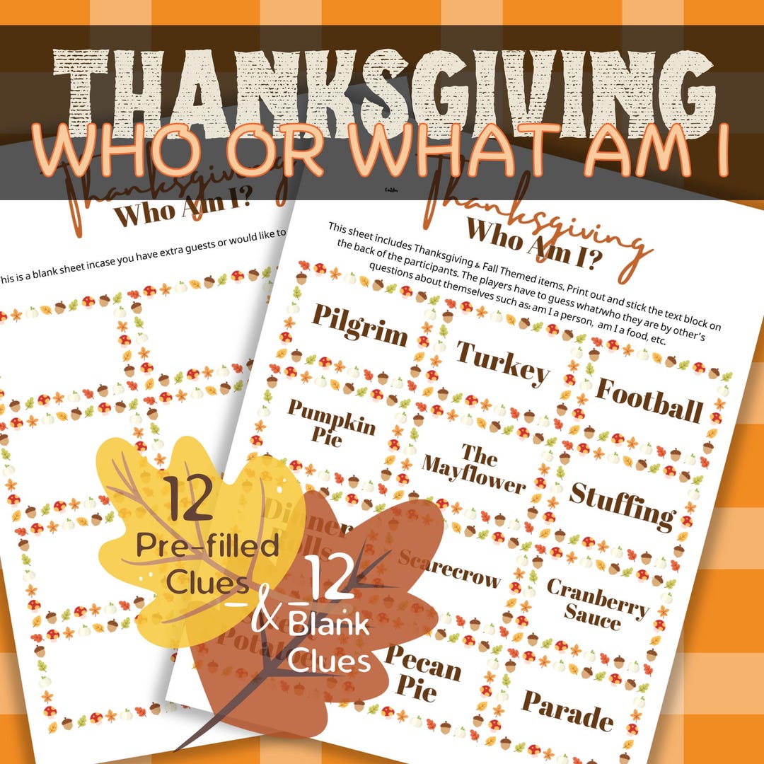 Who Am I Thanksgiving Game, Guess Who Game, Friendsgiving Game - Etsy