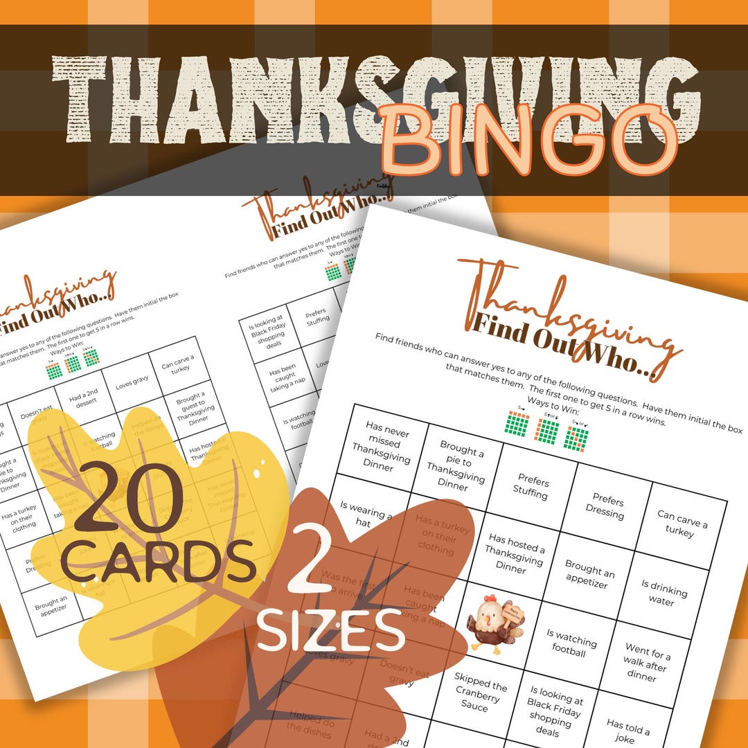 Thanksgiving Bingo, Find Out Who Game, Friendsgiving Ice Breaker Game ...