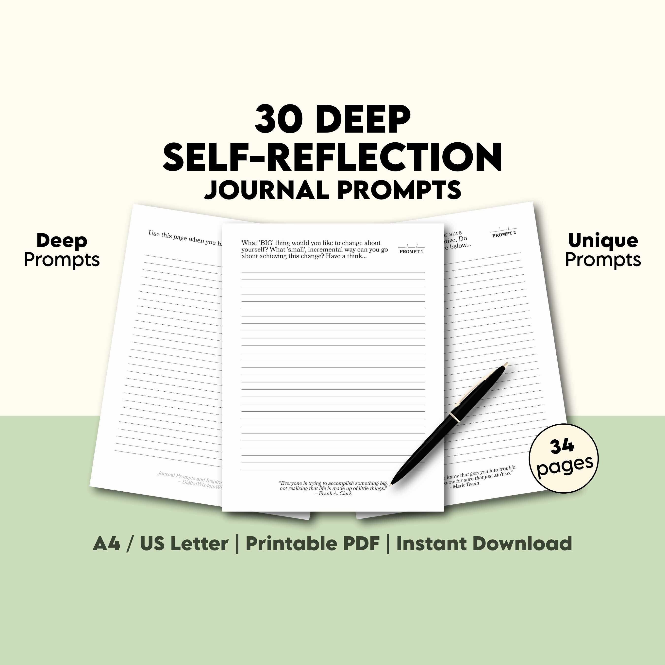 30 SELF-REFLECTION Prompts & Inspirational Quotes: Funny, Prompted ...