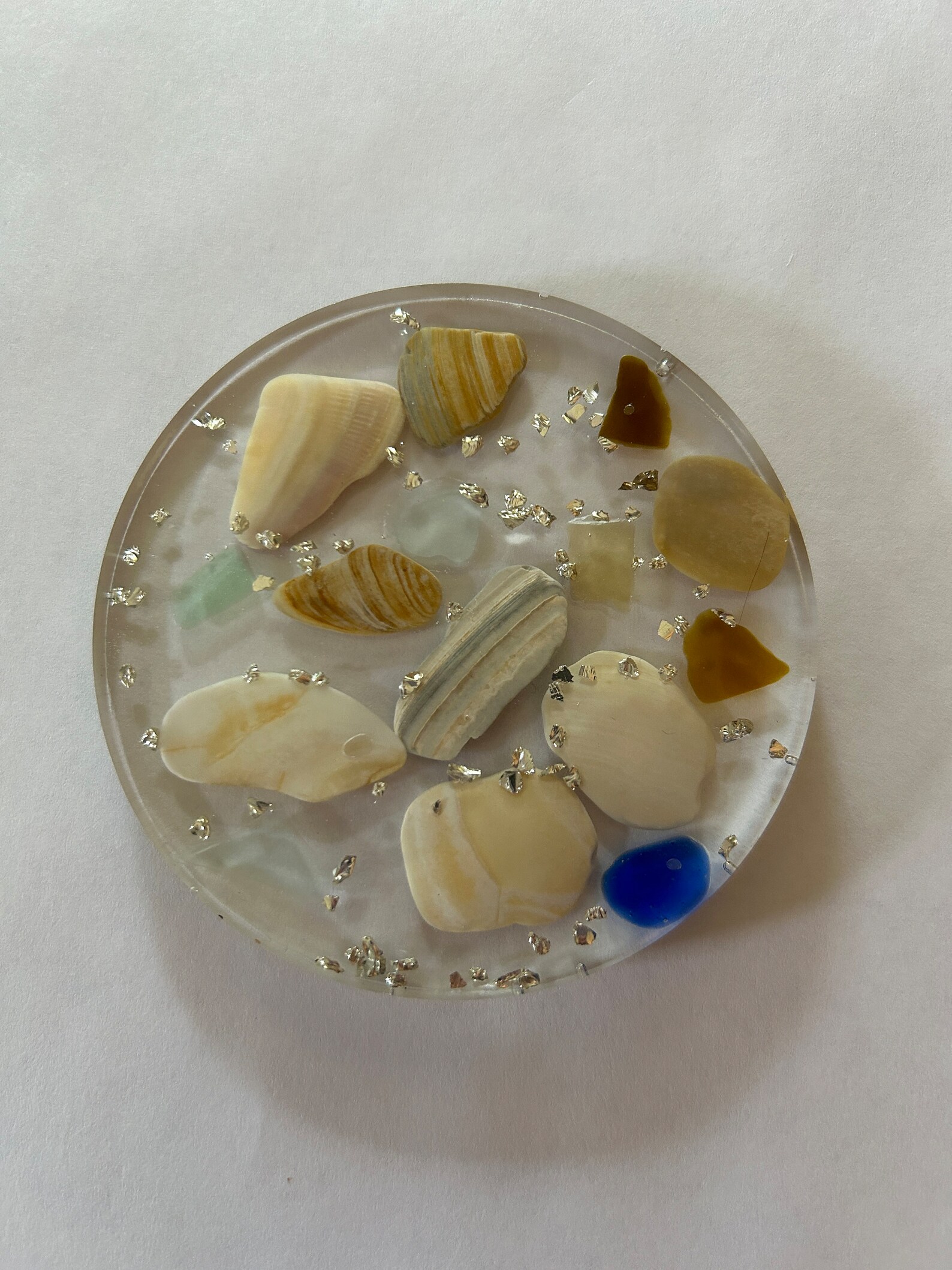 Seashell Coasters With Sea Glass and Glitter Set of 4 With Holder - Etsy