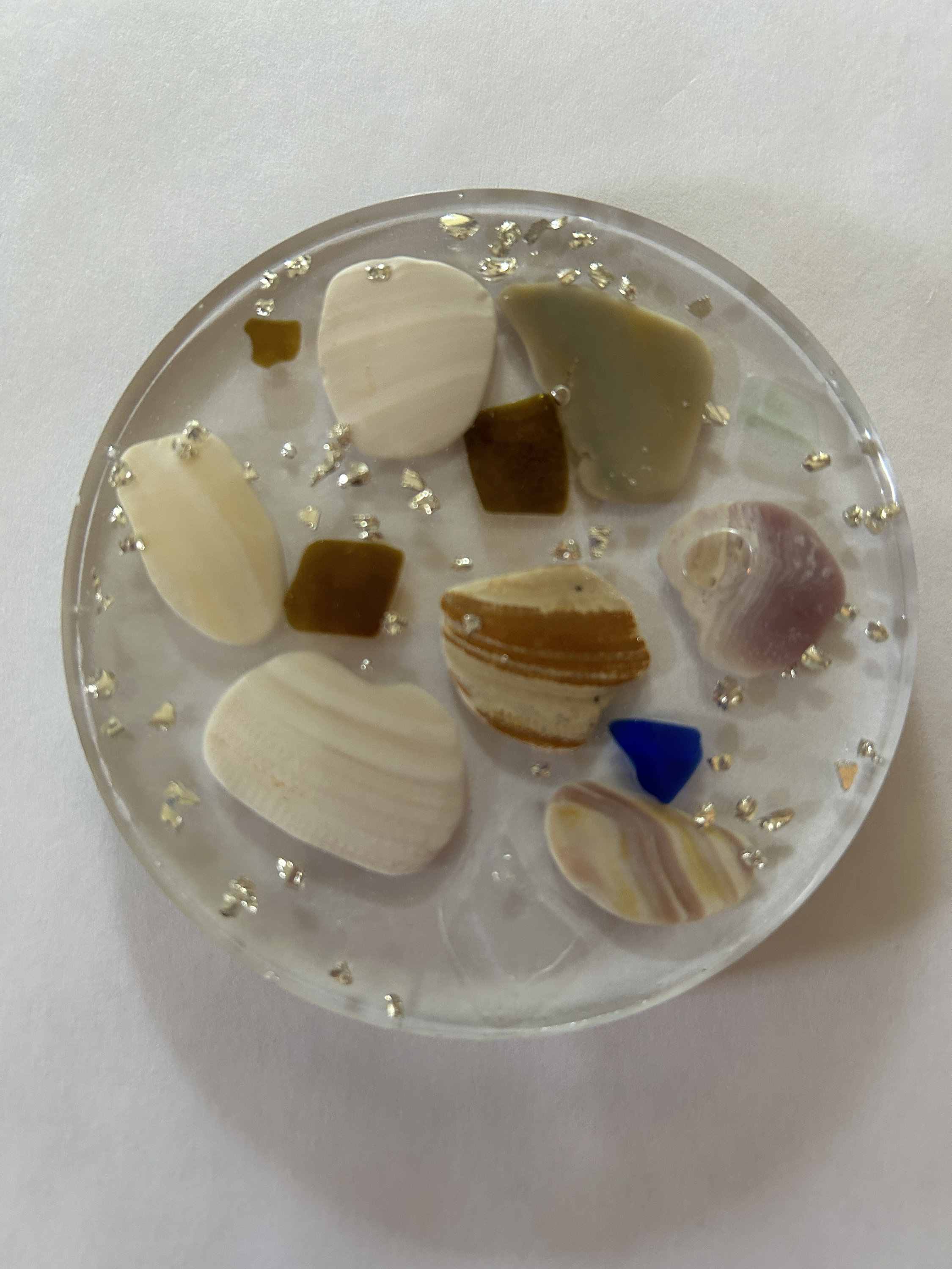 Seashell Coasters With Sea Glass and Glitter Set of 4 With Holder - Etsy