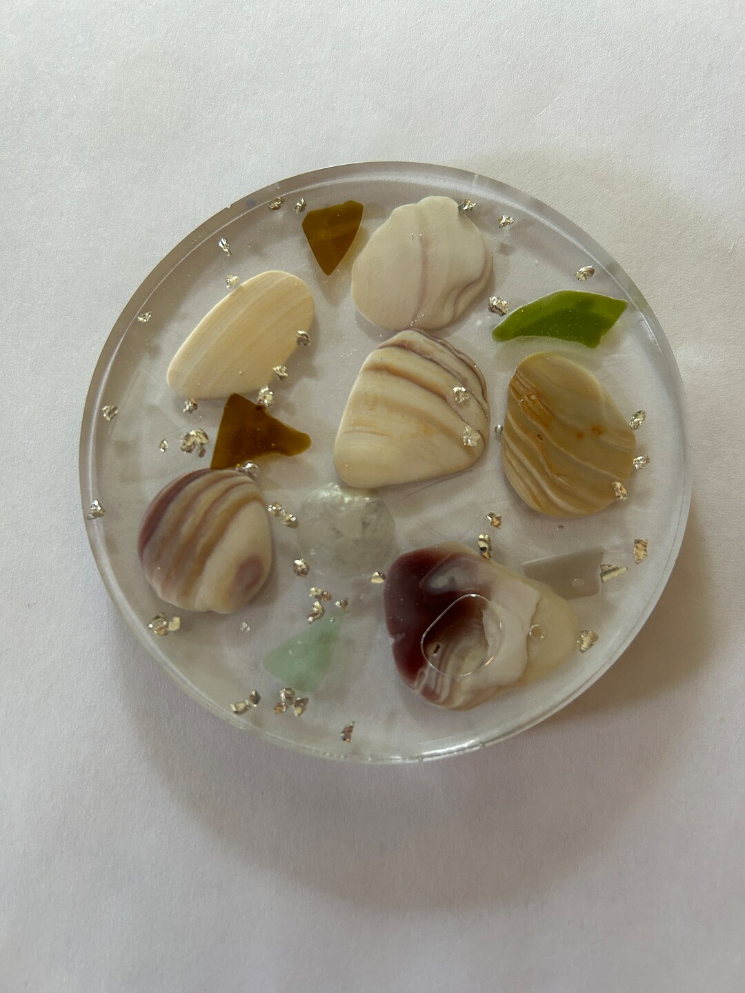 Seashell Coasters With Sea Glass and Glitter Set of 4 With Holder - Etsy