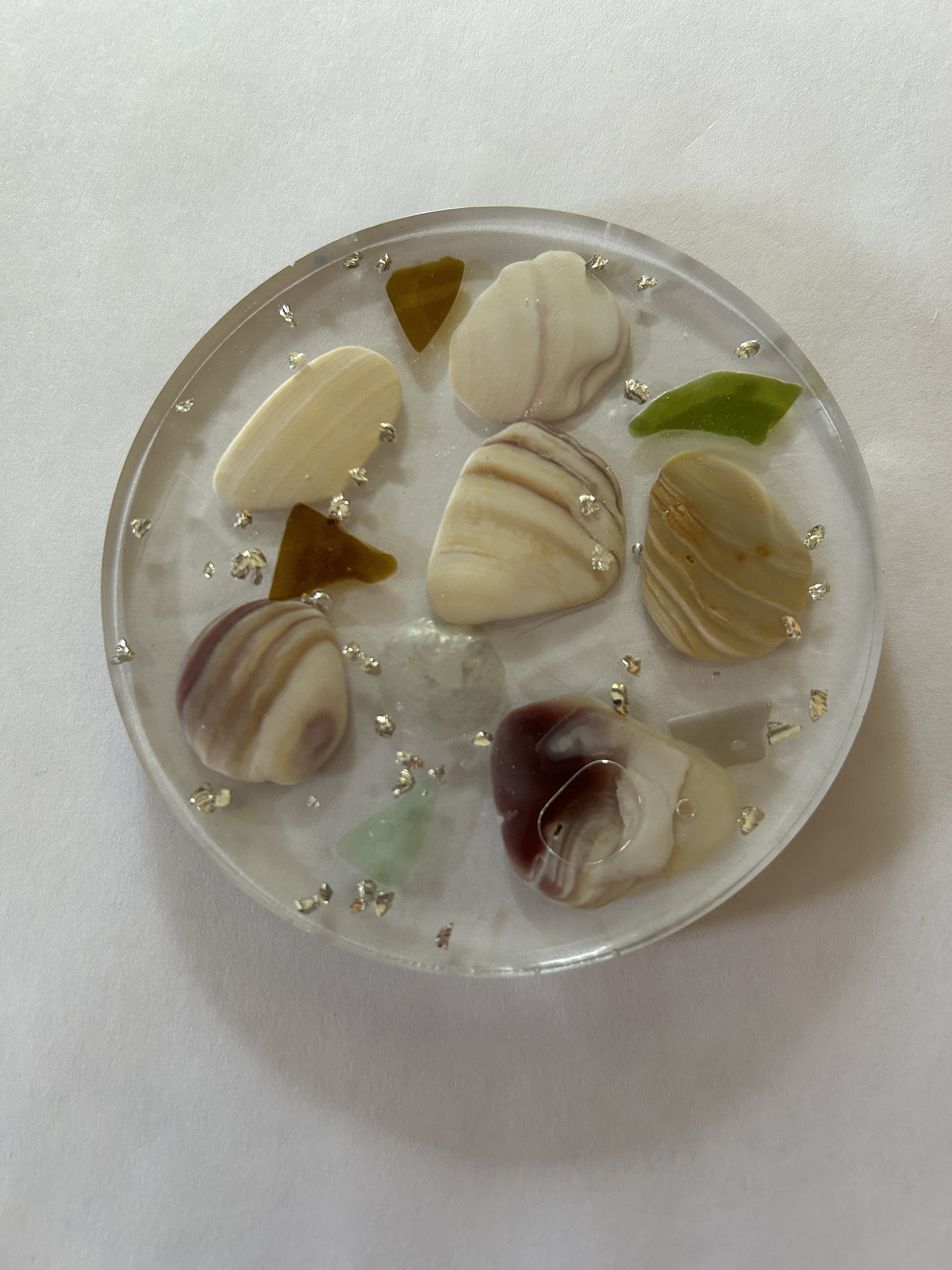 Seashell Coasters With Sea Glass and Glitter Set of 4 With Holder - Etsy