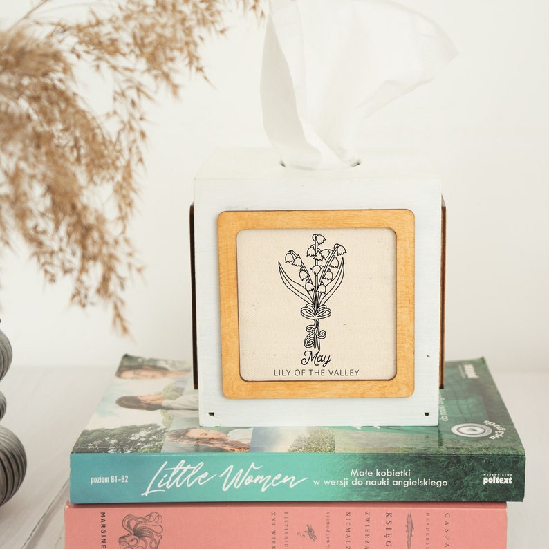 Birth Month Flowers Tissue Box Gift Personalized Embroidered - Etsy ...