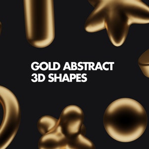Gold Abstract 3d Shapes, Gold PNG Elements, Web Design, Shiny Metallic ...