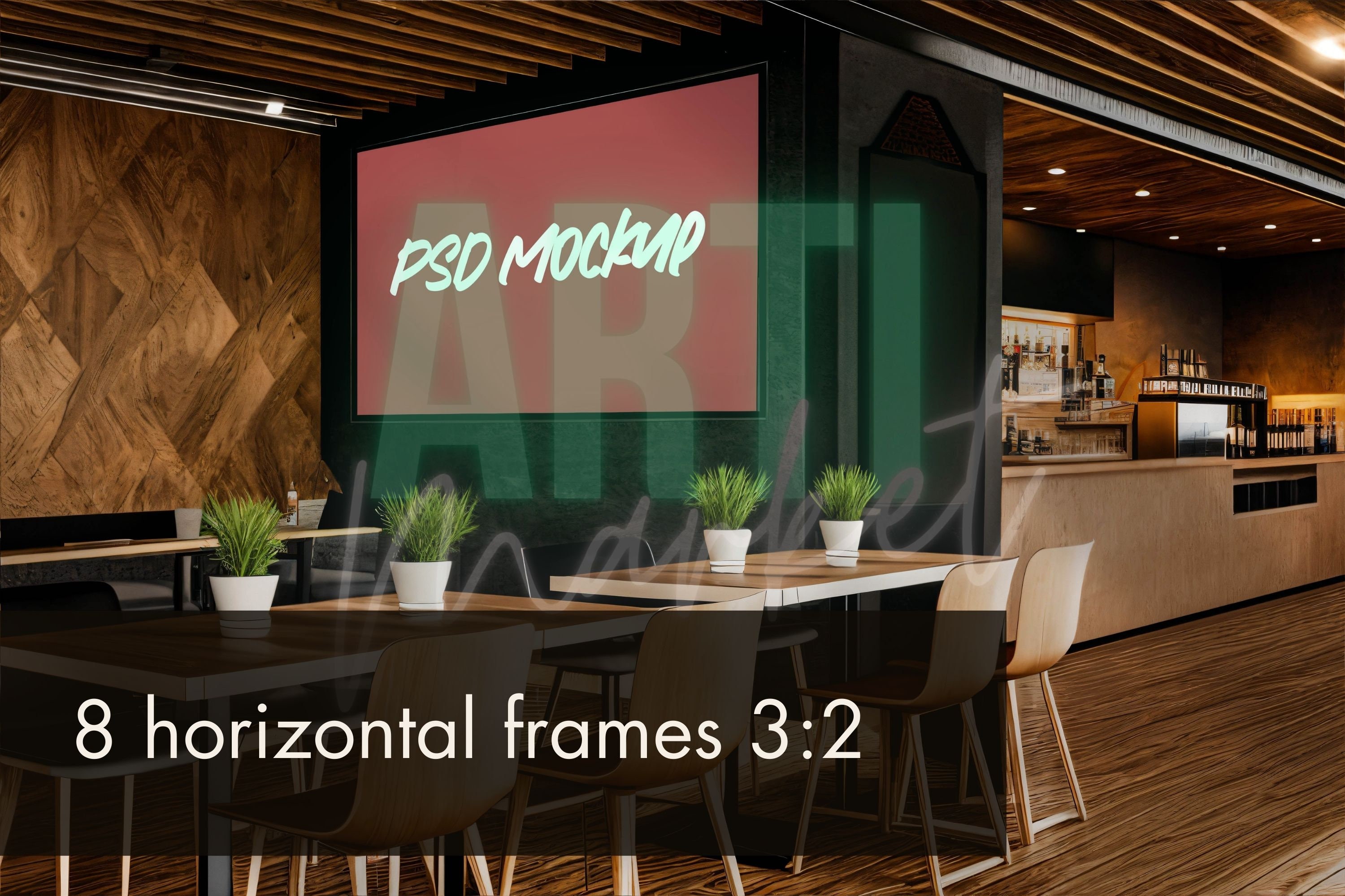 Bar Interior PSD Mockup Pack Poster Mockup Bundle, Wall Art Mockup, Art ...