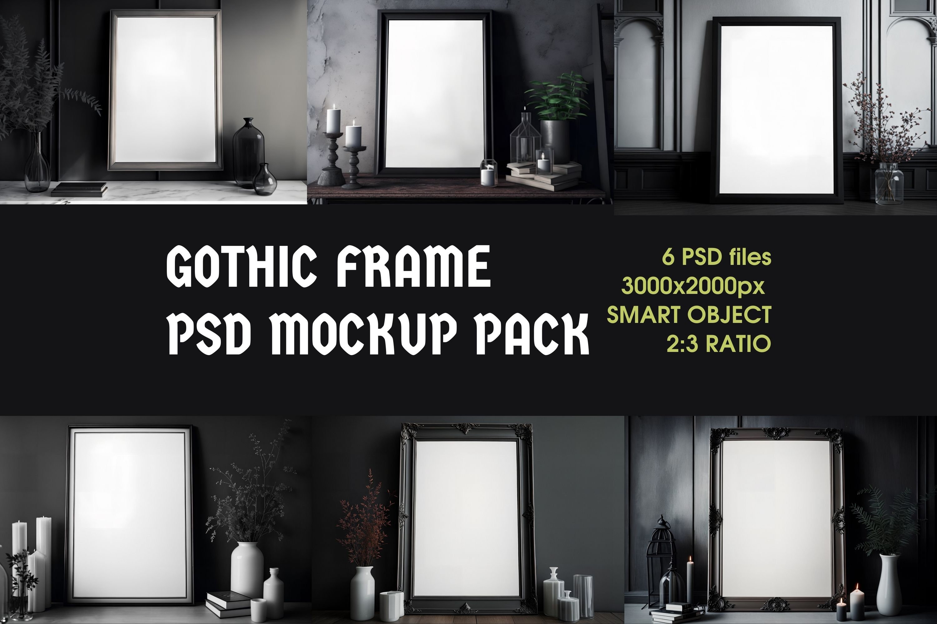 Gothic Frame PSD Mockup Pack, Digital Frame, 2:3 Ratio Mockup, Gothic ...
