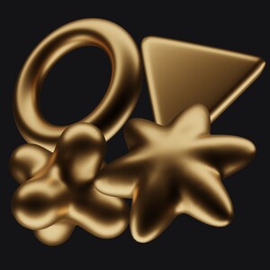 Gold Abstract 3d Shapes, Gold PNG Elements, Web Design, Shiny Metallic ...
