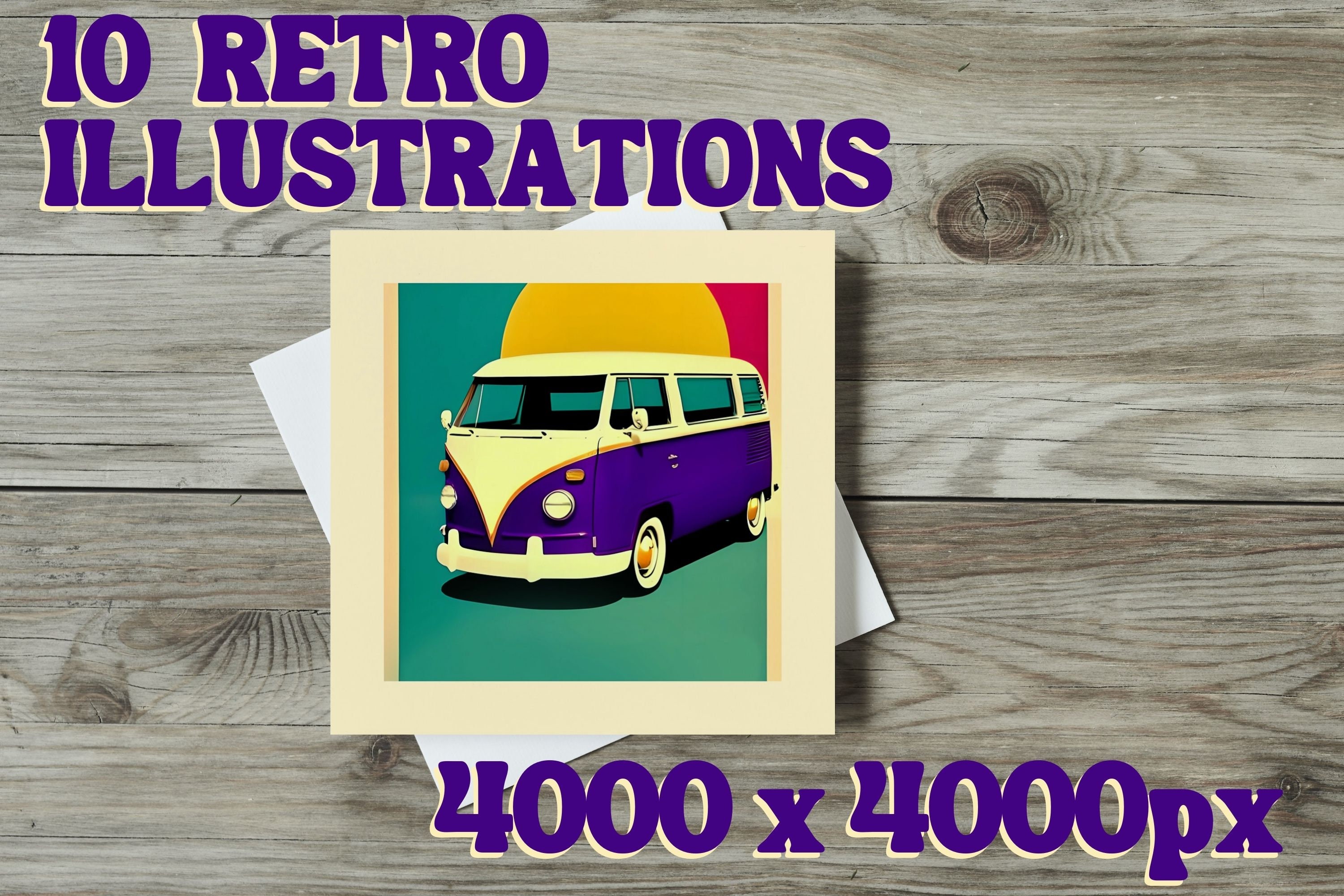 Hippie Van Posters 60s, Printable Wall Art, Digital Print, Printable ...