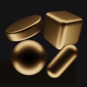 Gold Abstract 3d Shapes, Gold PNG Elements, Web Design, Shiny Metallic ...