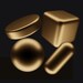Gold Abstract 3d Shapes, Gold PNG Elements, Web Design, Shiny Metallic ...