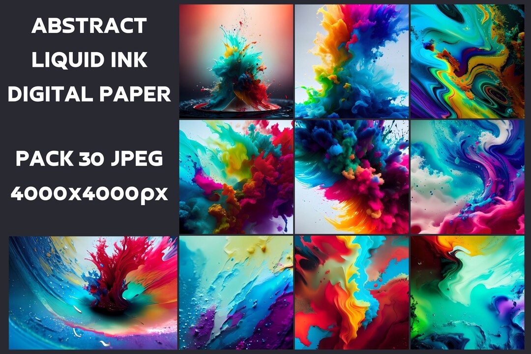 Abstract Liquid Ink Pack Digital Paper Printable Wall Art Digital Print ...