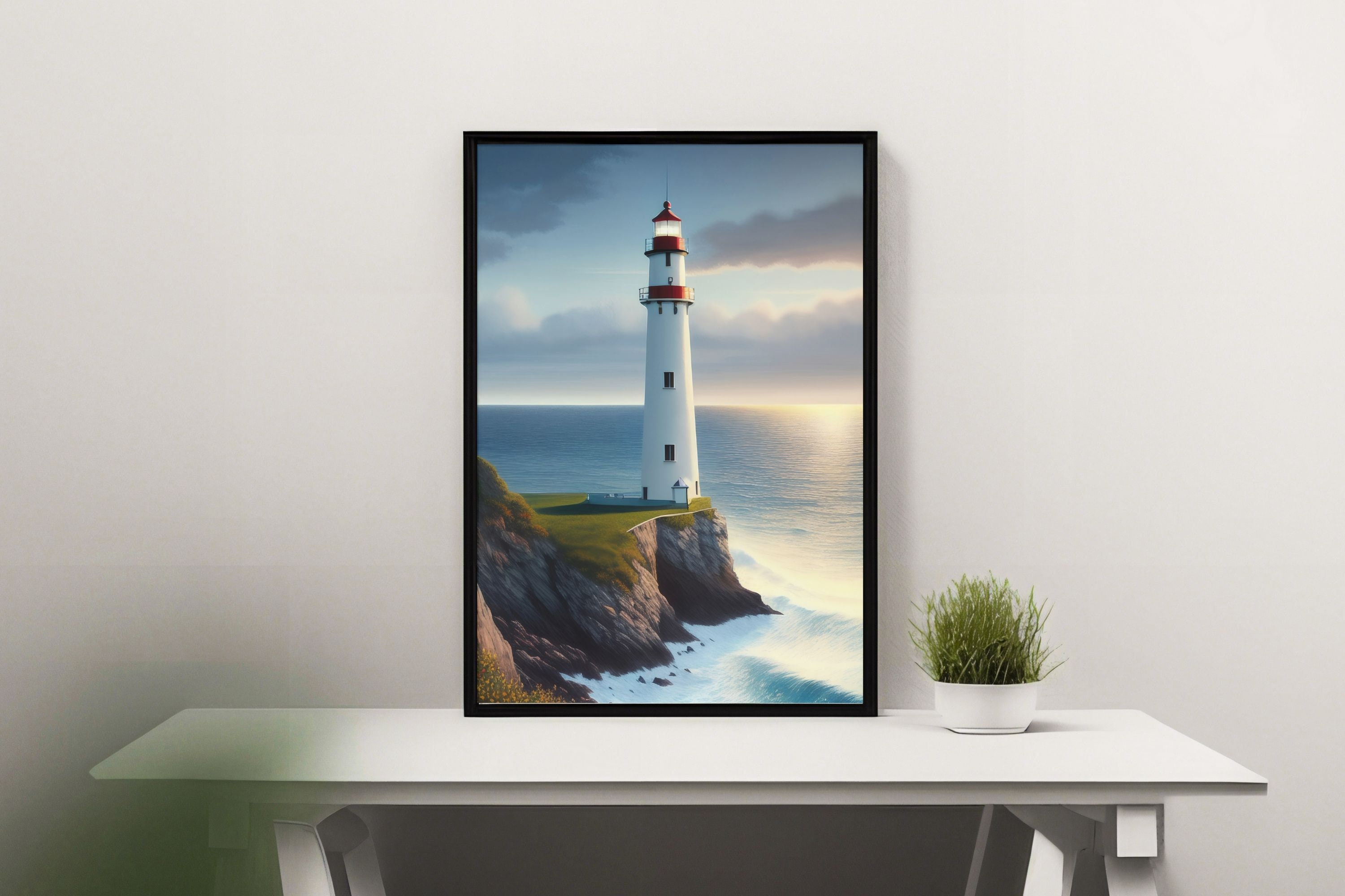 Lighthouse Painting Digital Print, Vintage Lighthouses, Seascape Print ...