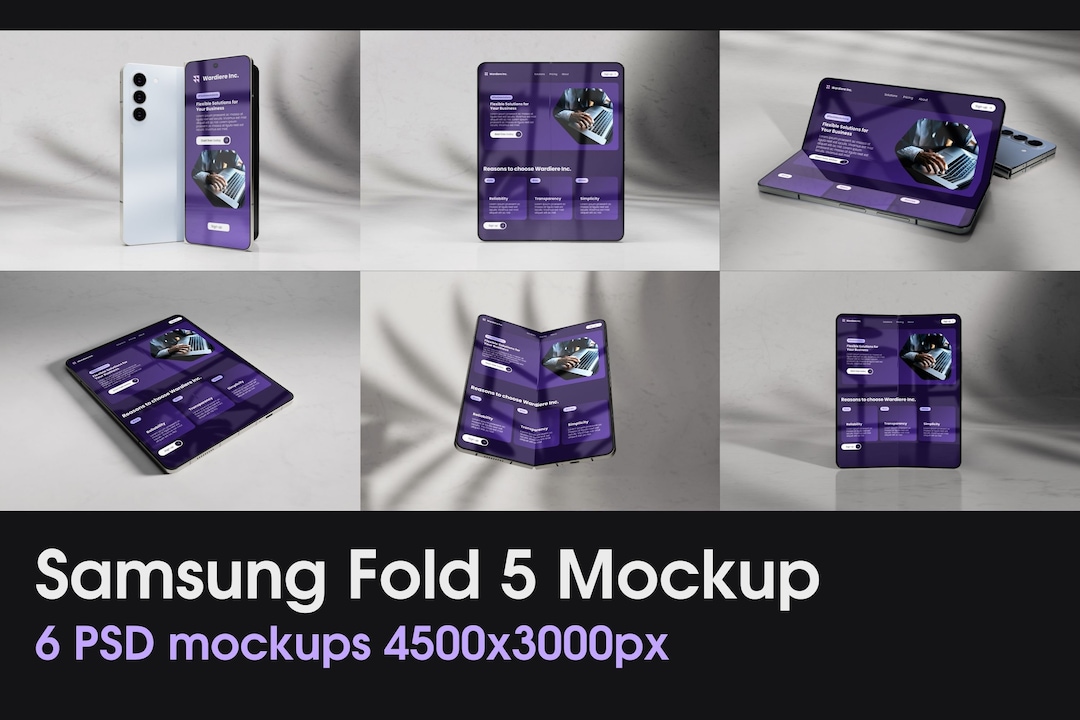 Samsung Fold 5 Mockup, Device Mockups, Display Mockup, Galaxy Mockup ...