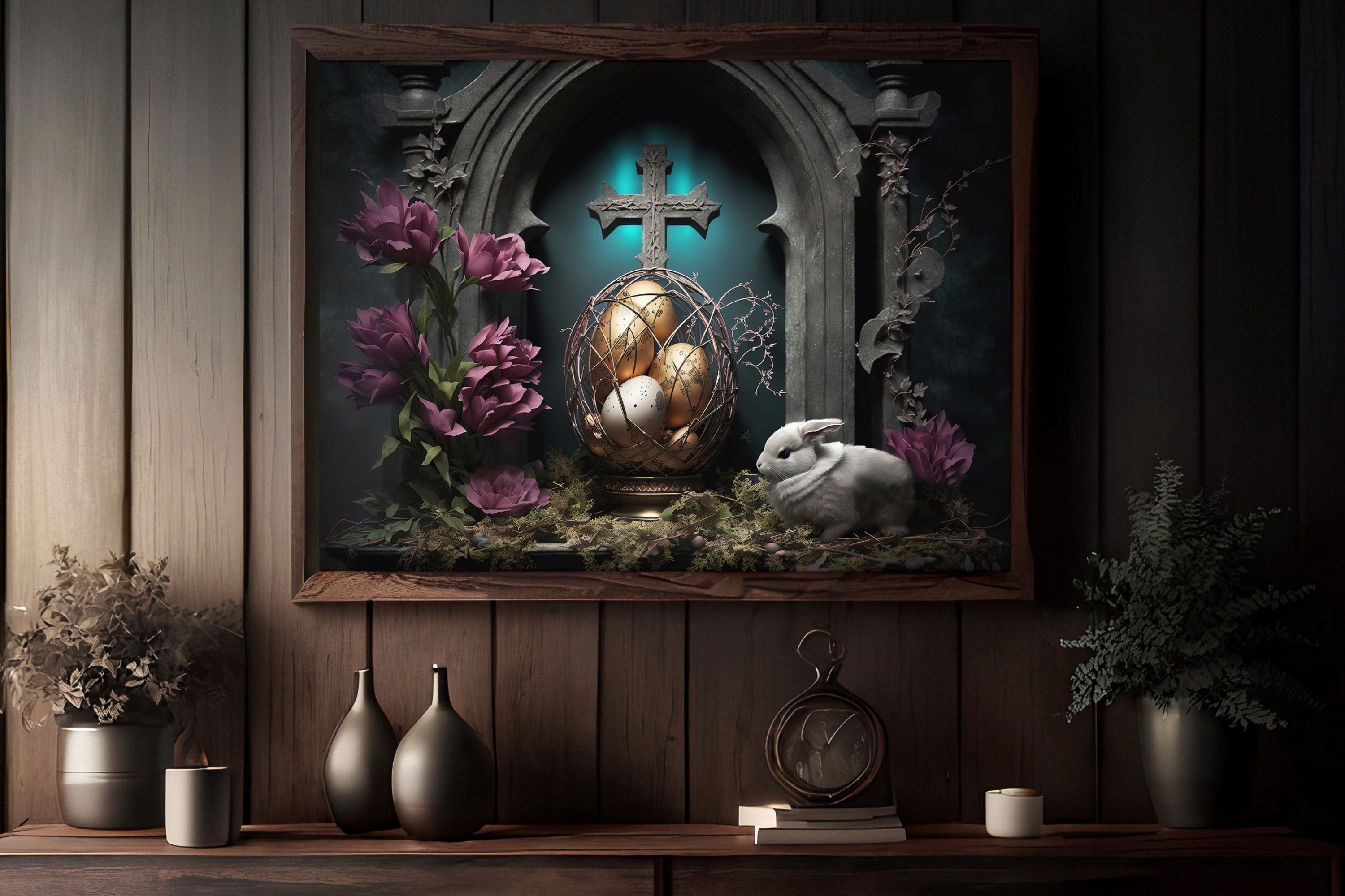 Dark Gothic Easter Bunny Digital Papers Pack, Easter Wall Art, Goth ...