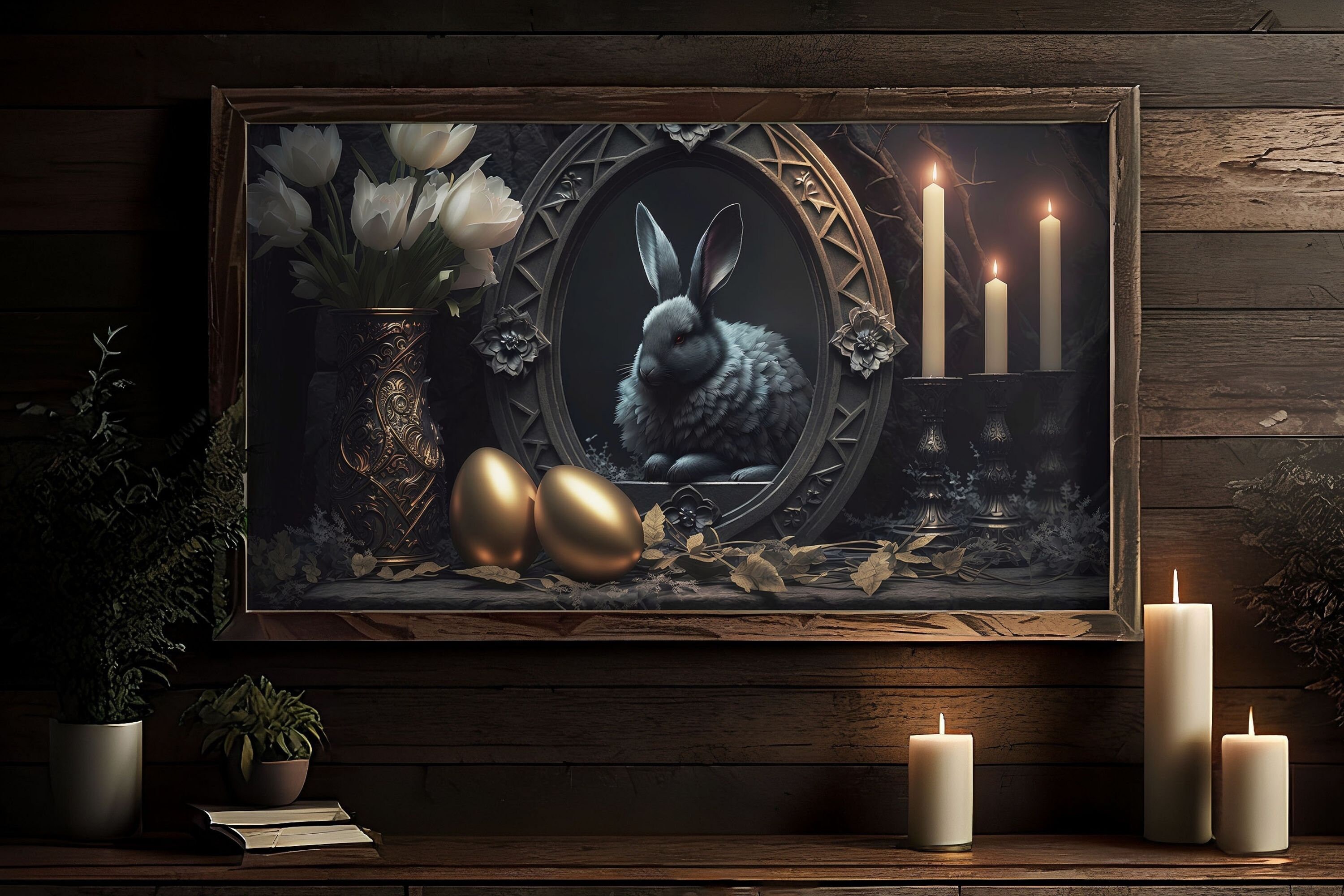 Dark Gothic Easter Bunny Digital Papers Pack, Easter Wall Art, Goth ...