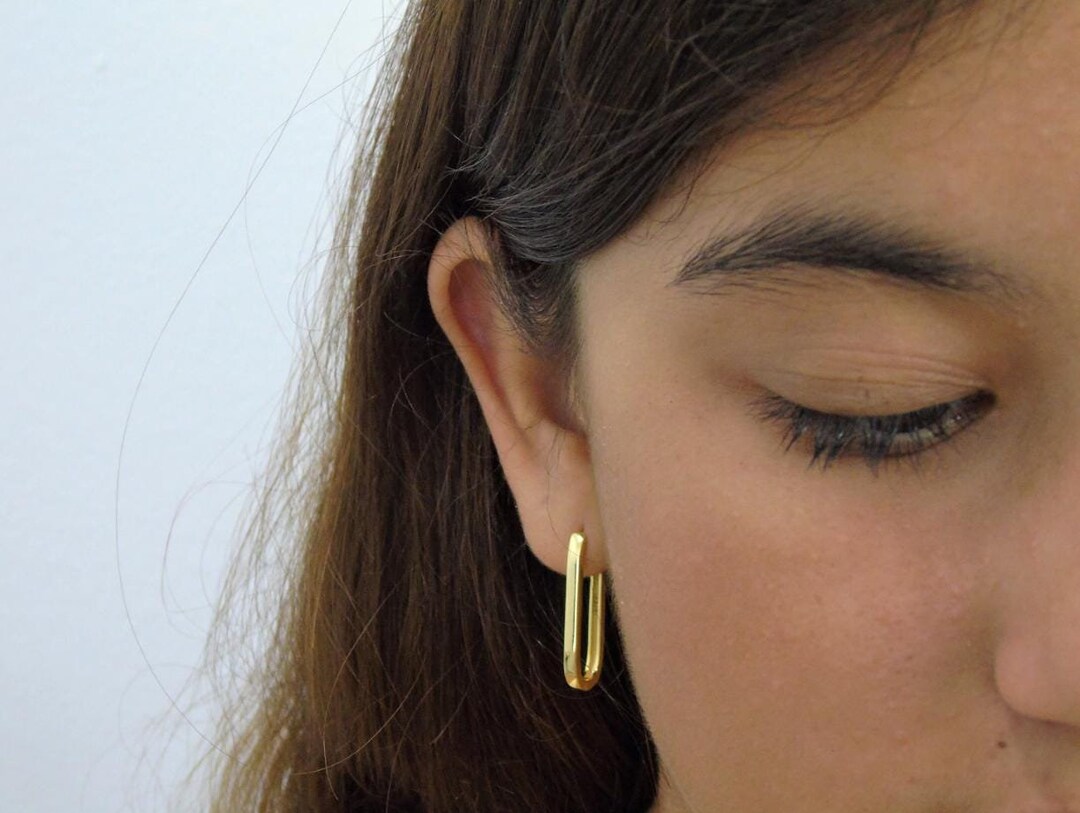 Oval Hoop Earrings, Rectangular Silver Hoops, Square Hoops, Elegant Hoops, Minimalist Earrings ...