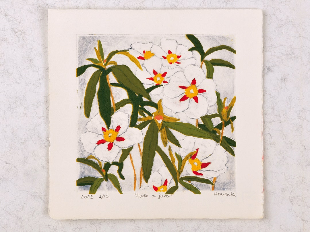 Rockrose Flower. Engraving of Flowers Made With Linoleum. - Etsy