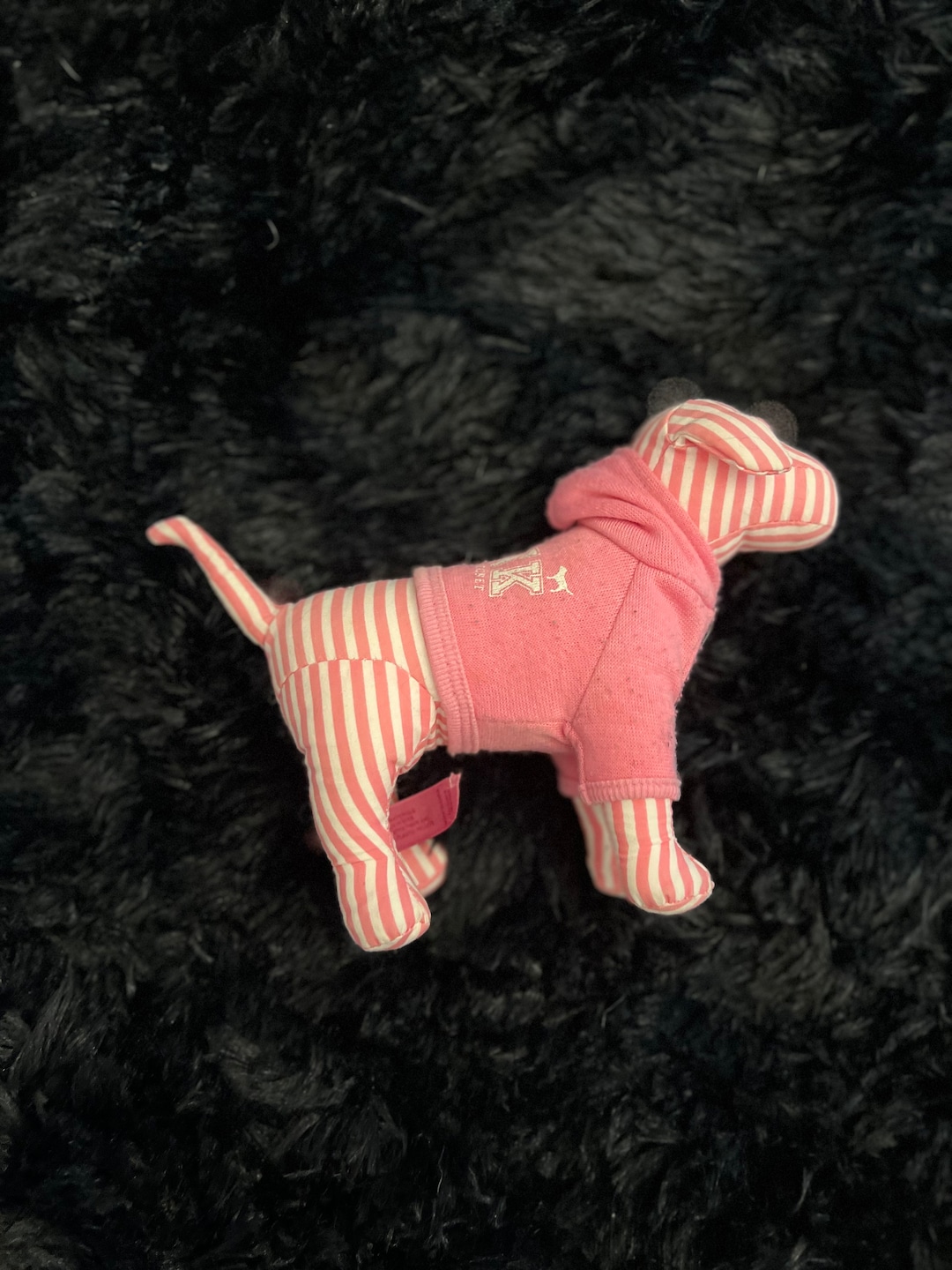 Victoria Secret Plush Dog Puppy Pink With White Stripes and Hoodie 6.5 ...