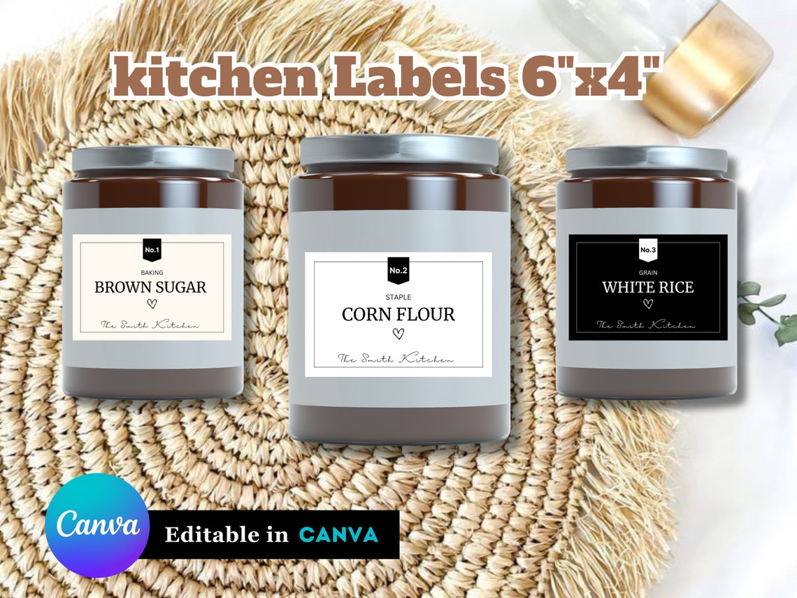 Printable Kitchen Labels, Pantry Label Template, Modern Minimalist ...