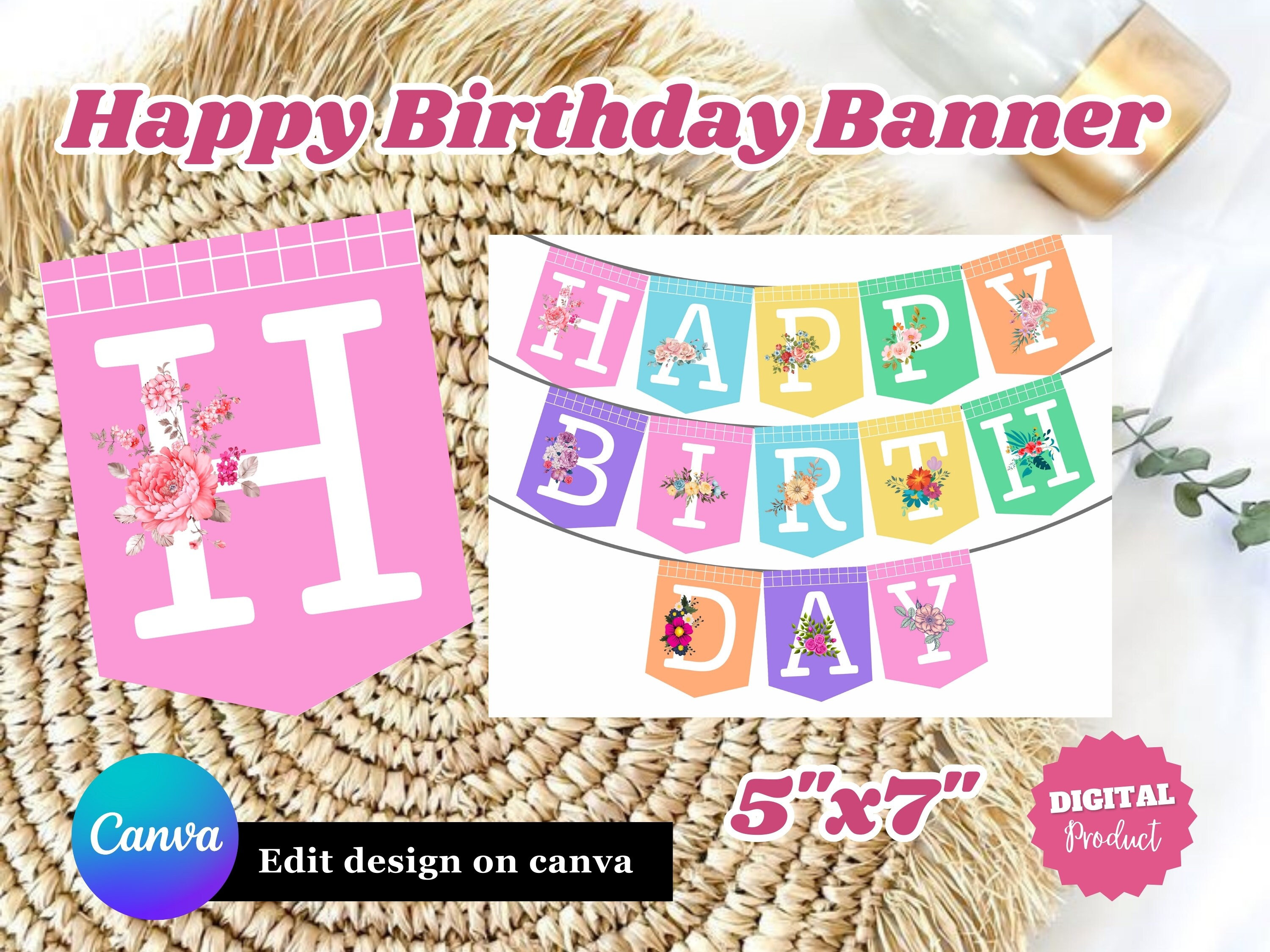 Cute Printable Banner, Birthday Party, Birthday Decoration, Bunting ...