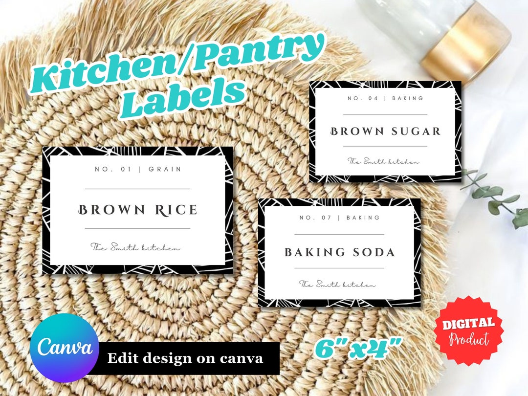 Printable Kitchen Labels, Pantry Label Template, Modern Minimalist ...